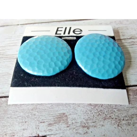 Elle | Jewelry | 98s Baby Blue Textured Circle Pierced Earrings By Elle ...